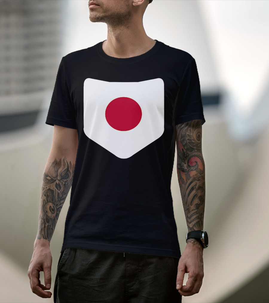 Japan Symbol Emblem With Printed Japanese Flag T-Shirt
