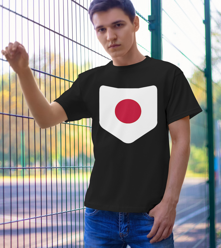 Japan Symbol Emblem With Printed Japanese Flag T-Shirt