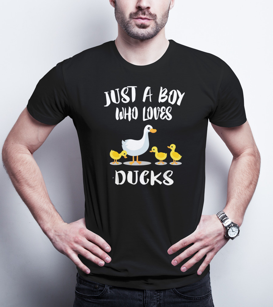 Just A Boy Who Loves Ducks With Duck And Ducklings T-Shirt
