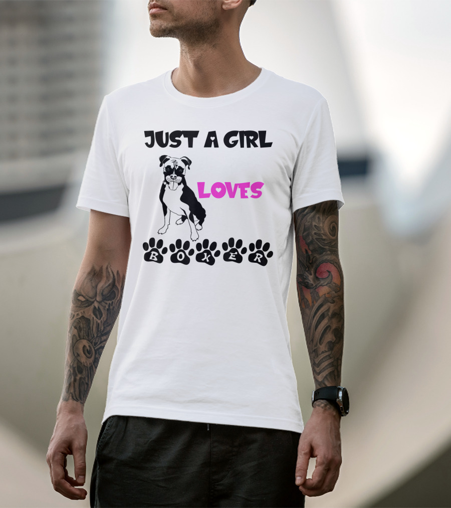 Just A Girl Who Loves Her Boxer Paws T-Shirt