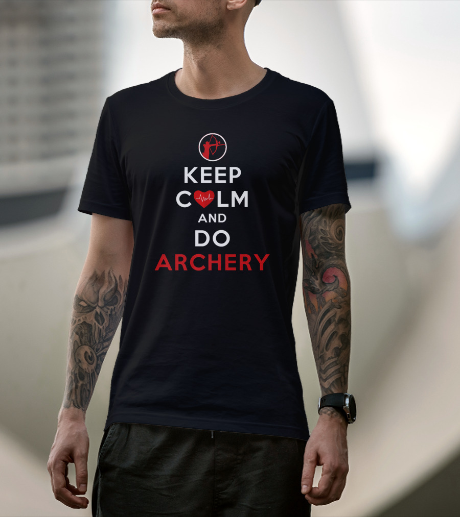 Keep Calm Heartbeat And Do Archery Bow Circle T-Shirt
