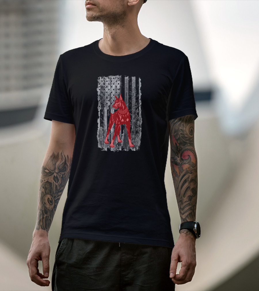 American Flag Doberman Patriotic T-Shirt