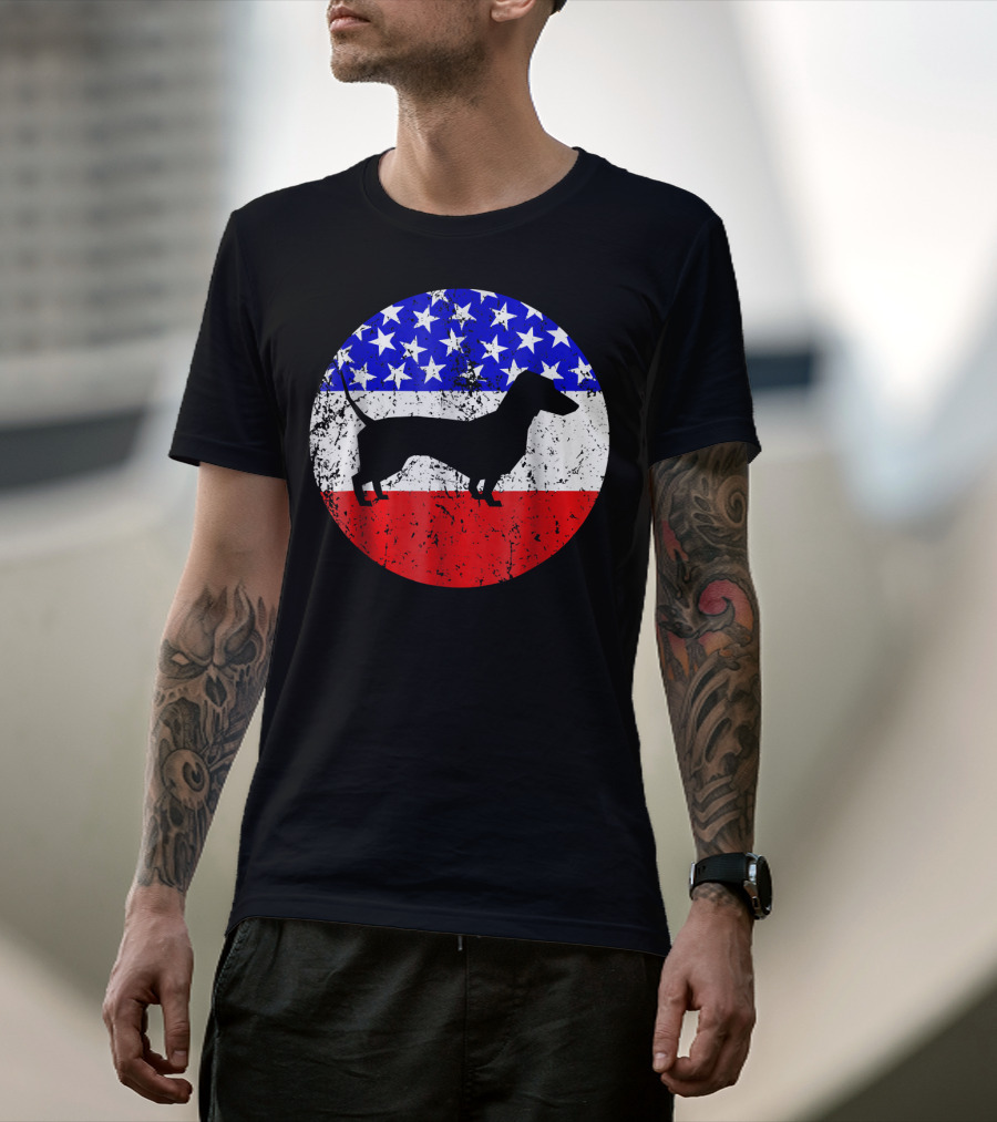 American Flag Dachshund Silhouette T-Shirt