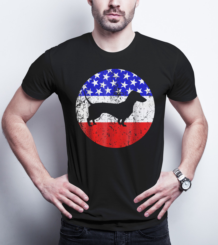 American Flag Dachshund Silhouette T-Shirt