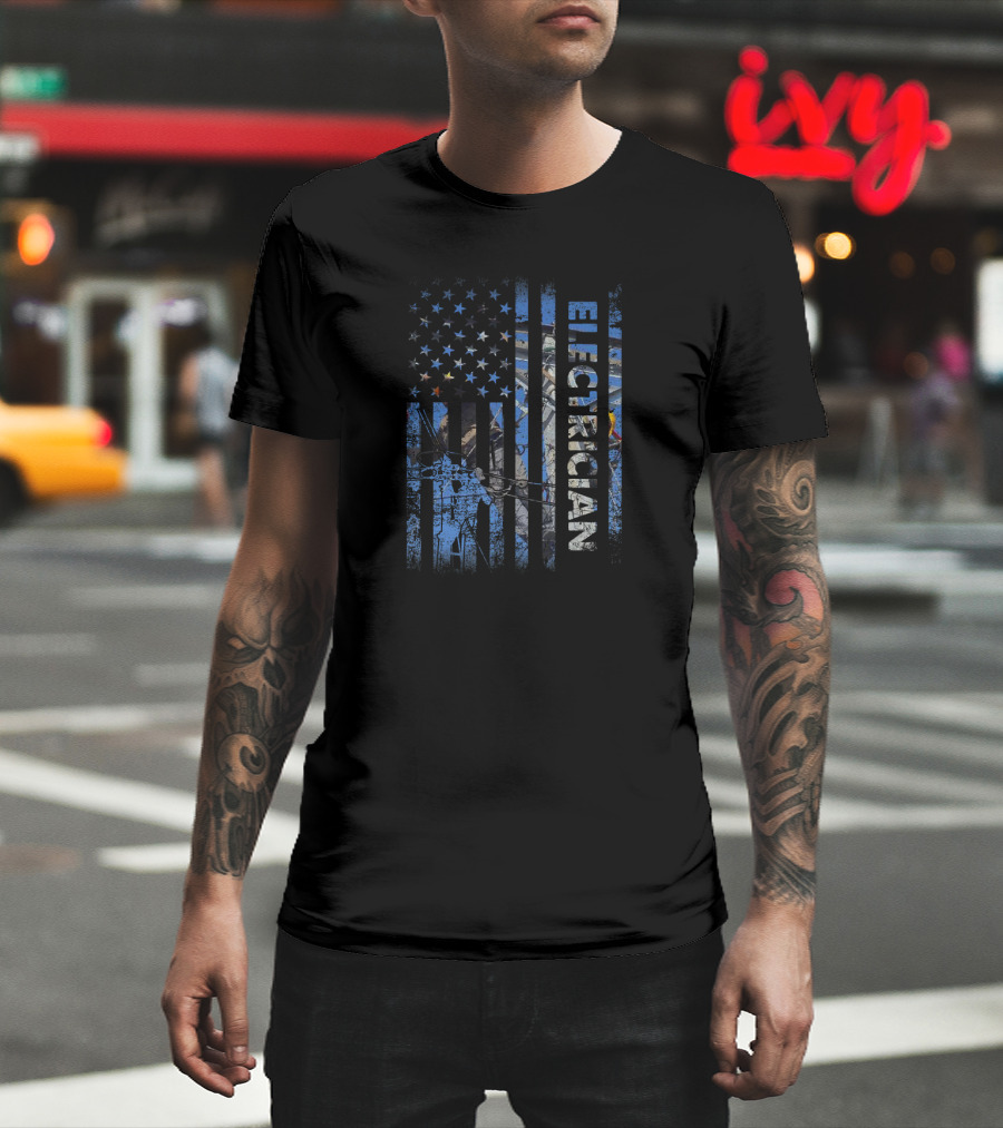 American Flag Electrician Stars And Stripes Patriotic T-Shirt