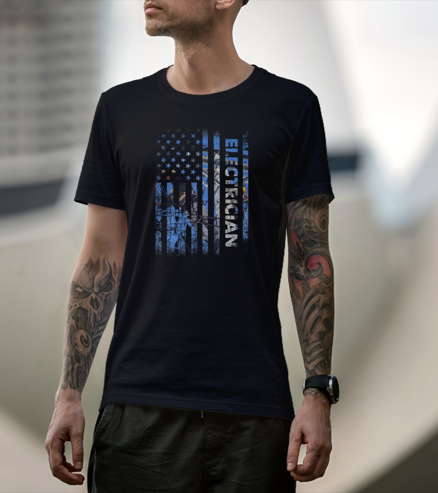 American Flag Electrician Stars And Stripes Patriotic T-Shirt