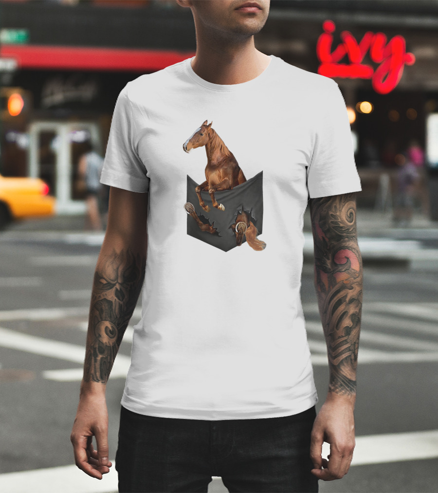 American Saddlebred Horse Emerging From Pocket Optical Illusion T-Shirt