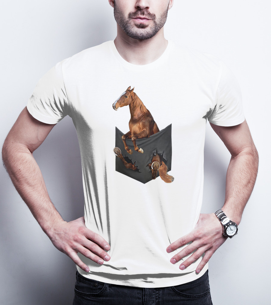 American Saddlebred Horse Emerging From Pocket Optical Illusion T-Shirt