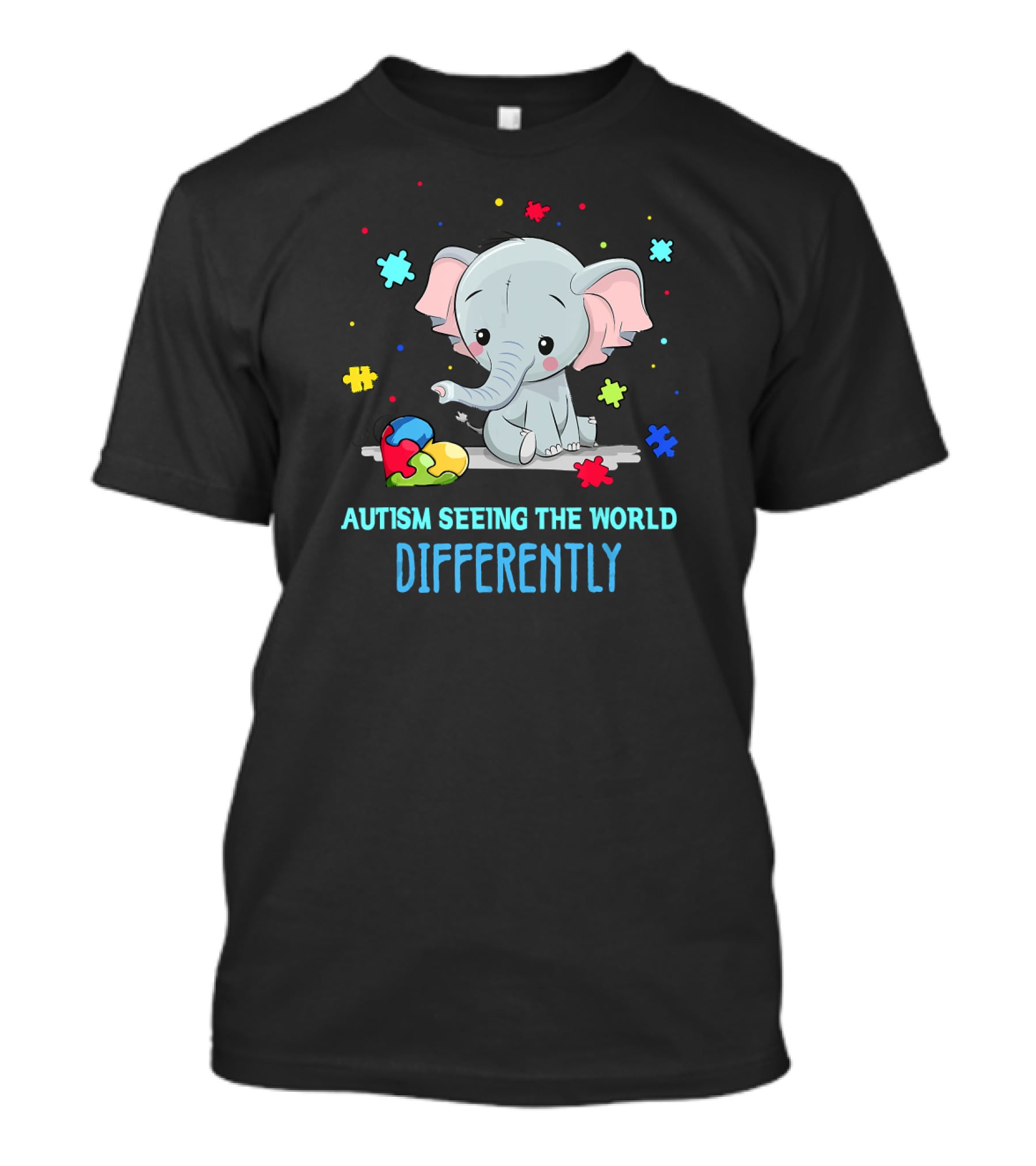 Autism Seeing The World Differently Elephant Puzzle Pieces T-Shirt