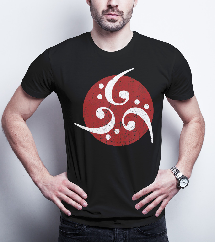 Vintage Bass Clef Symbol Red Circle T-Shirt