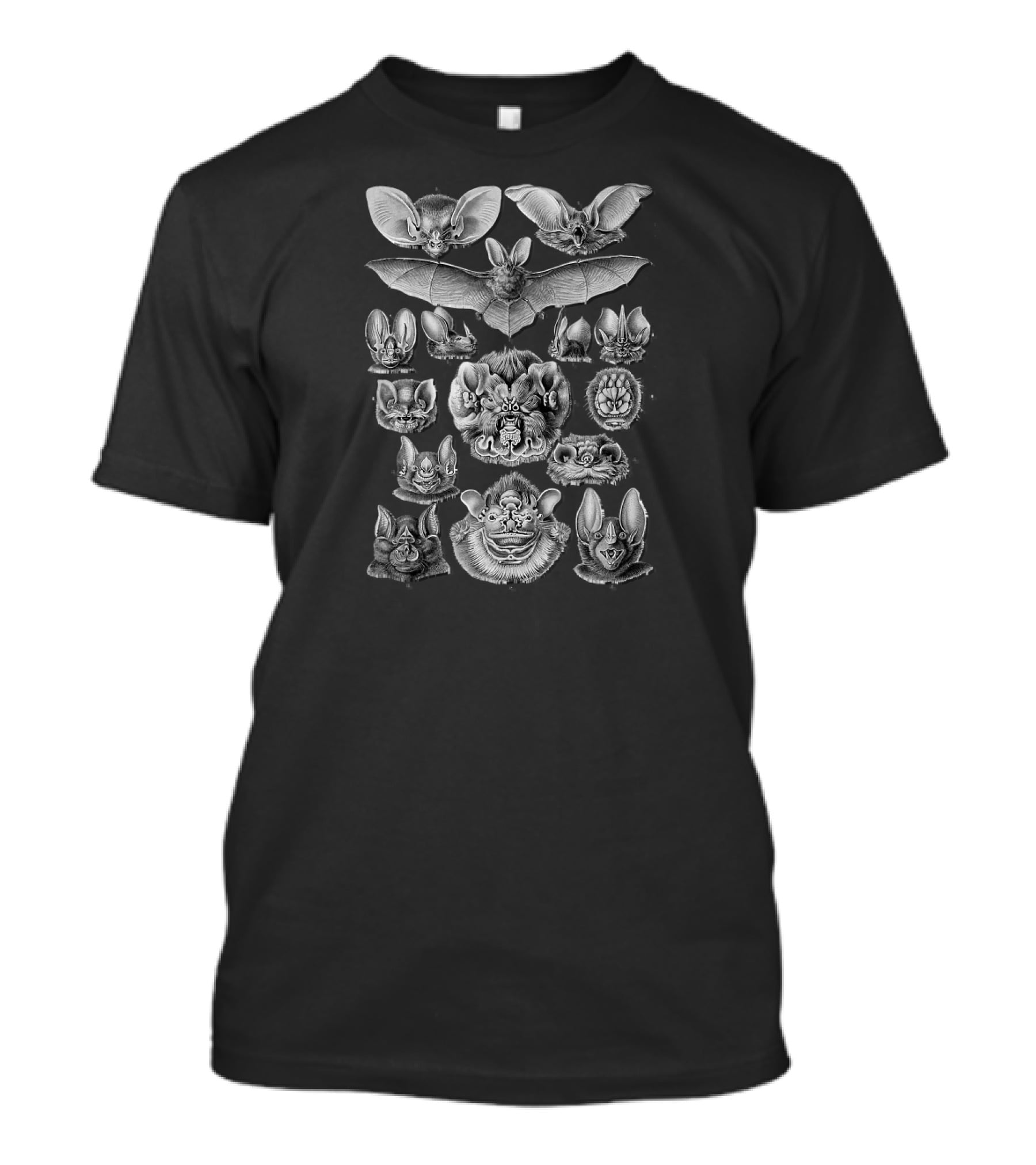 Bats Scientific Illustration Drawing Biology Detailed Species Study T-Shirt