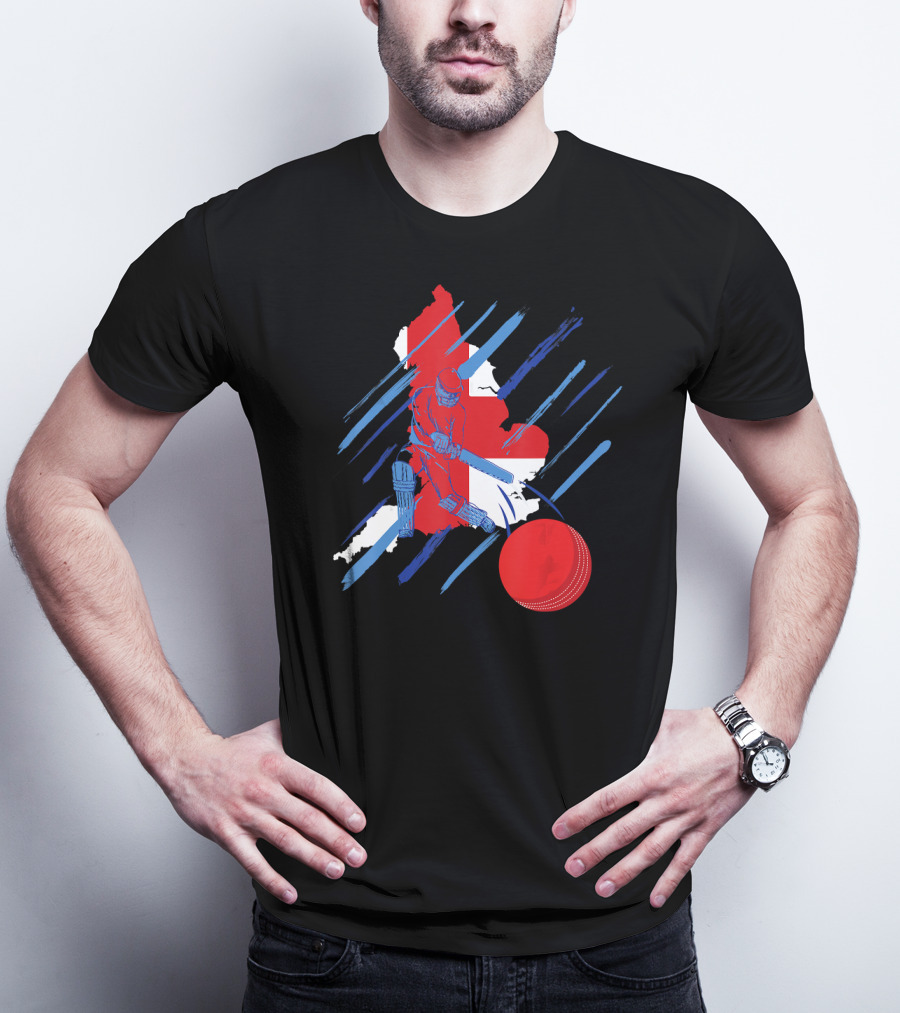 England Cricket Fan Player Country Flag Bat Ball T-Shirt