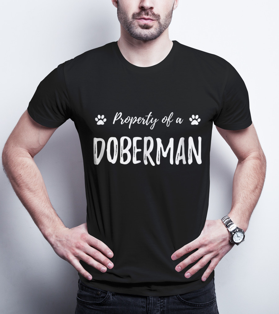 Property Of A Doberman Funny Dog Paw Prints T-Shirt