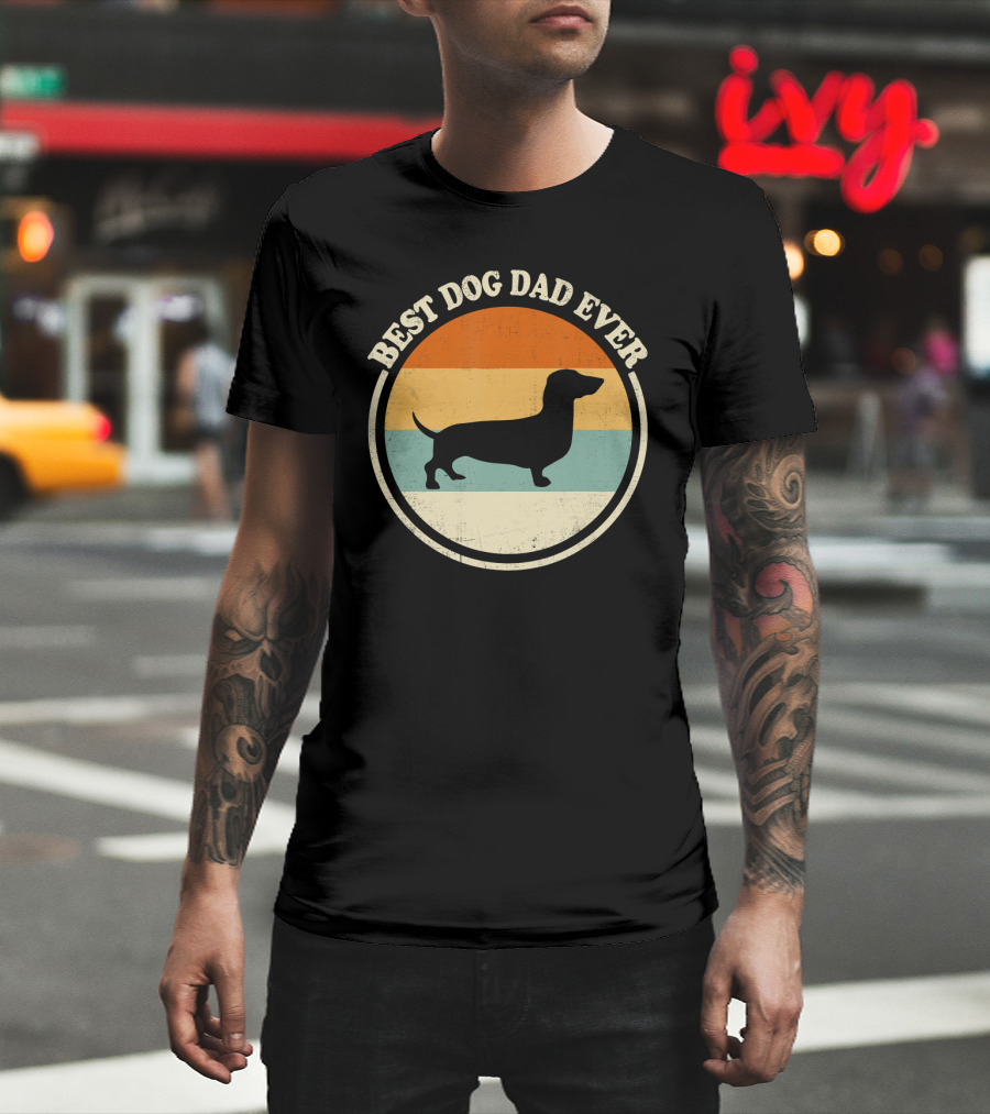 Best Dog Dad Ever Vintage Dachshund T-Shirt