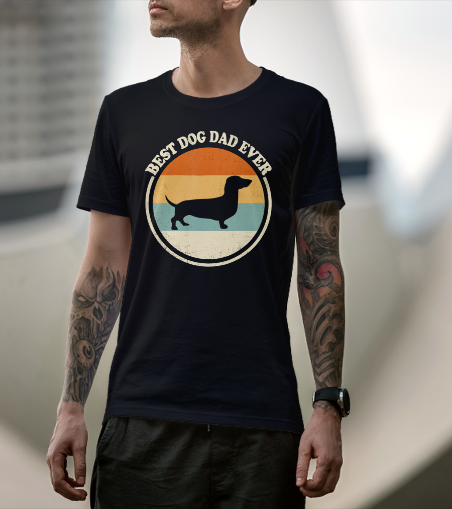 Best Dog Dad Ever Vintage Dachshund T-Shirt