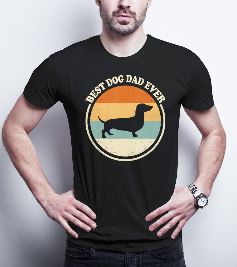 Best Dog Dad Ever Vintage Dachshund T-Shirt