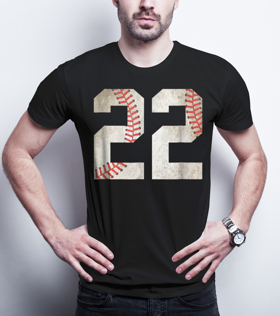22 Dirt Stitched Baseball Number T-Shirt