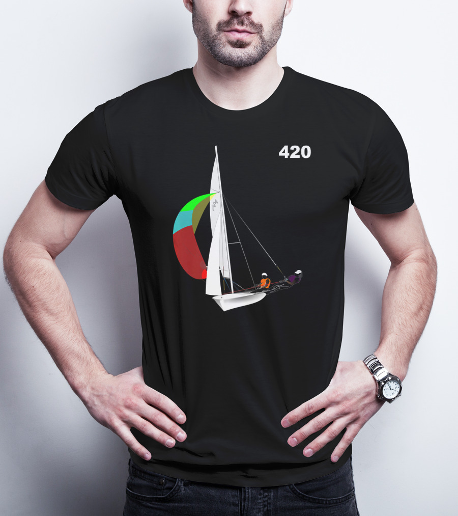 420 Sailing Dinghy Vibrant Spinnaker Racing T-Shirt