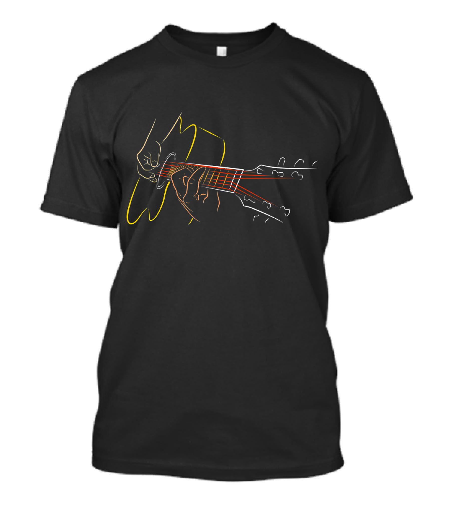 Acoustic Guitar Player Great Fine Line Art Of Musician Hands With Strings T-Shirt