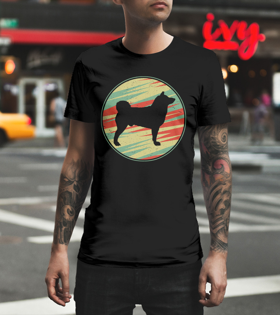 Akita Retro Vintage Silhouette Cute Do Circle T-Shirt