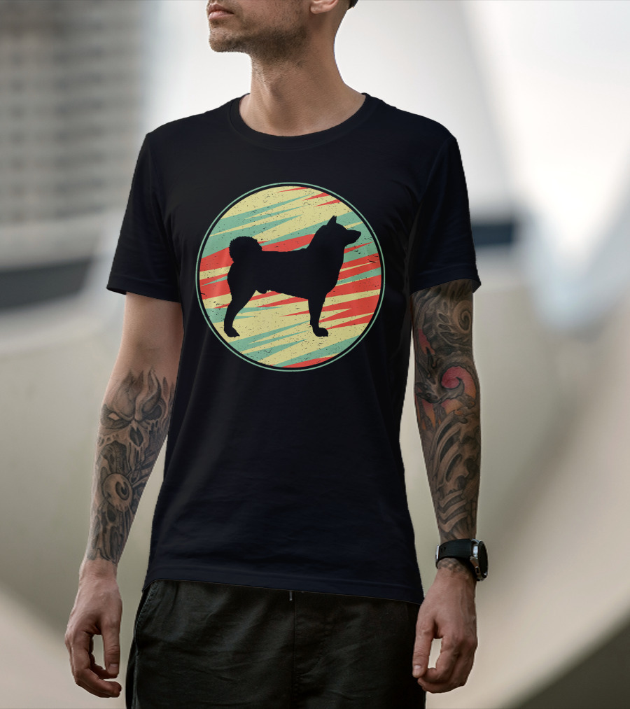 Akita Retro Vintage Silhouette Cute Do Circle T-Shirt