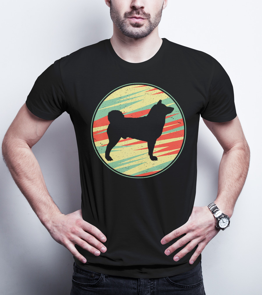 Akita Retro Vintage Silhouette Cute Do Circle T-Shirt