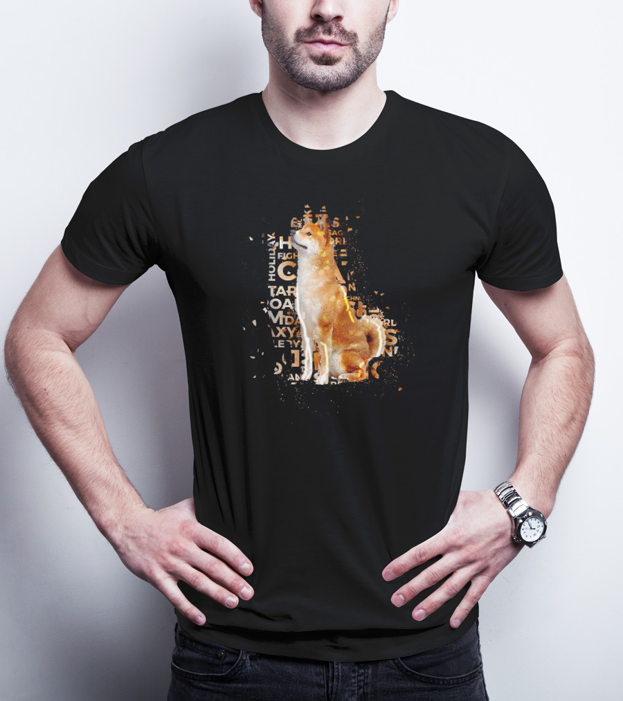 Akita Typography Awe With Text Collage And Dog T-Shirt
