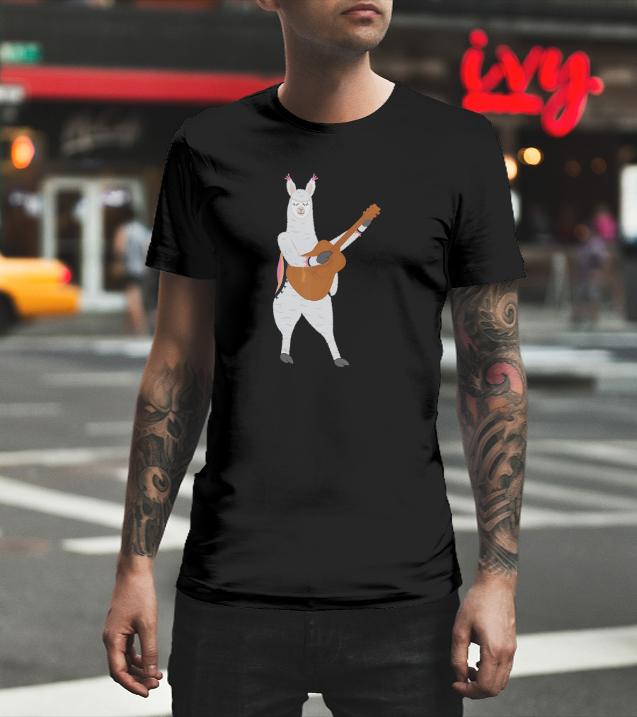 Alpaca Playing Classical Guitar Music With Llama T-Shirt
