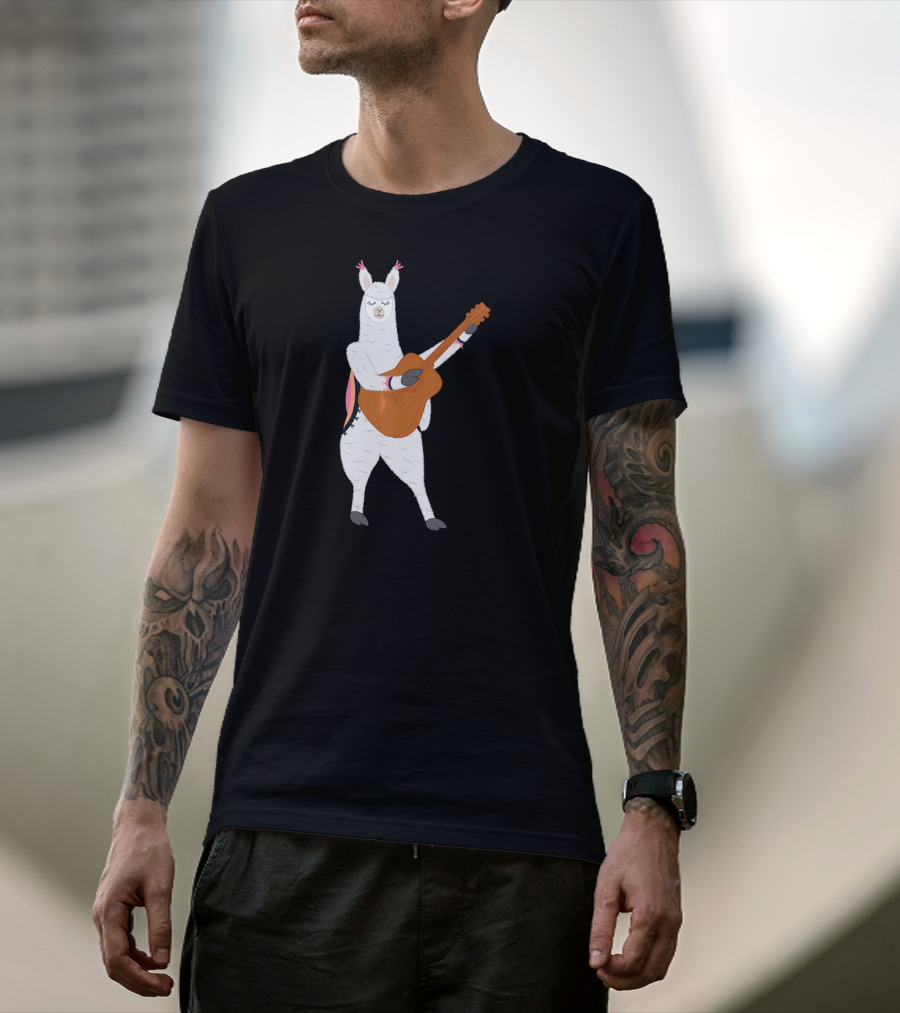 Alpaca Playing Classical Guitar Music With Llama T-Shirt