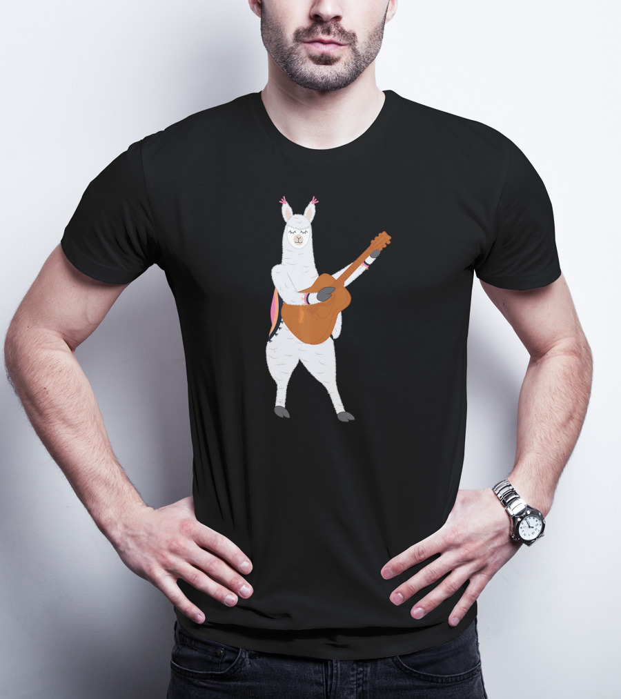 Alpaca Playing Classical Guitar Music With Llama T-Shirt