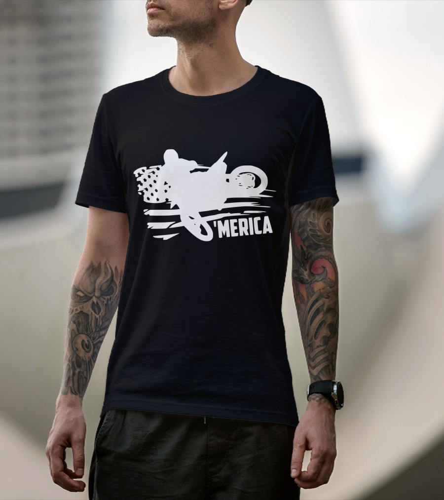 American Flag Dirt Bike 'Merica T-Shirt