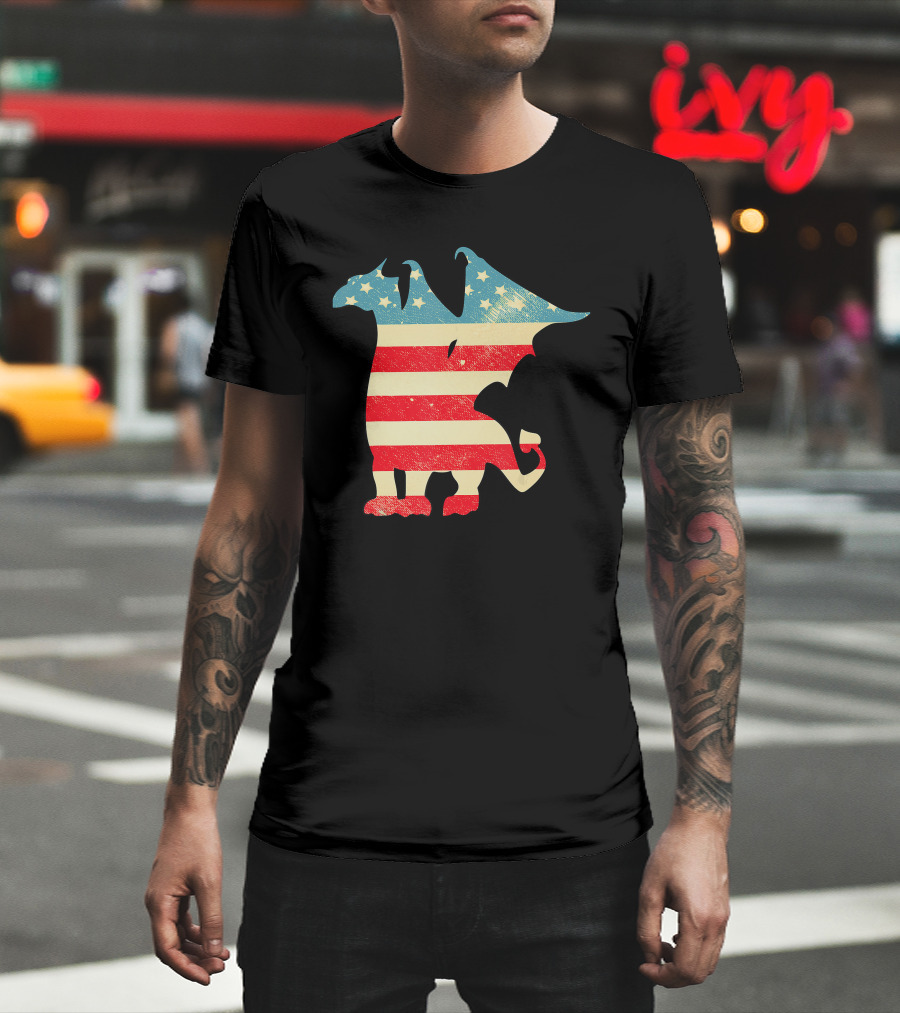 American Flag Vintage Dragon T-Shirt
