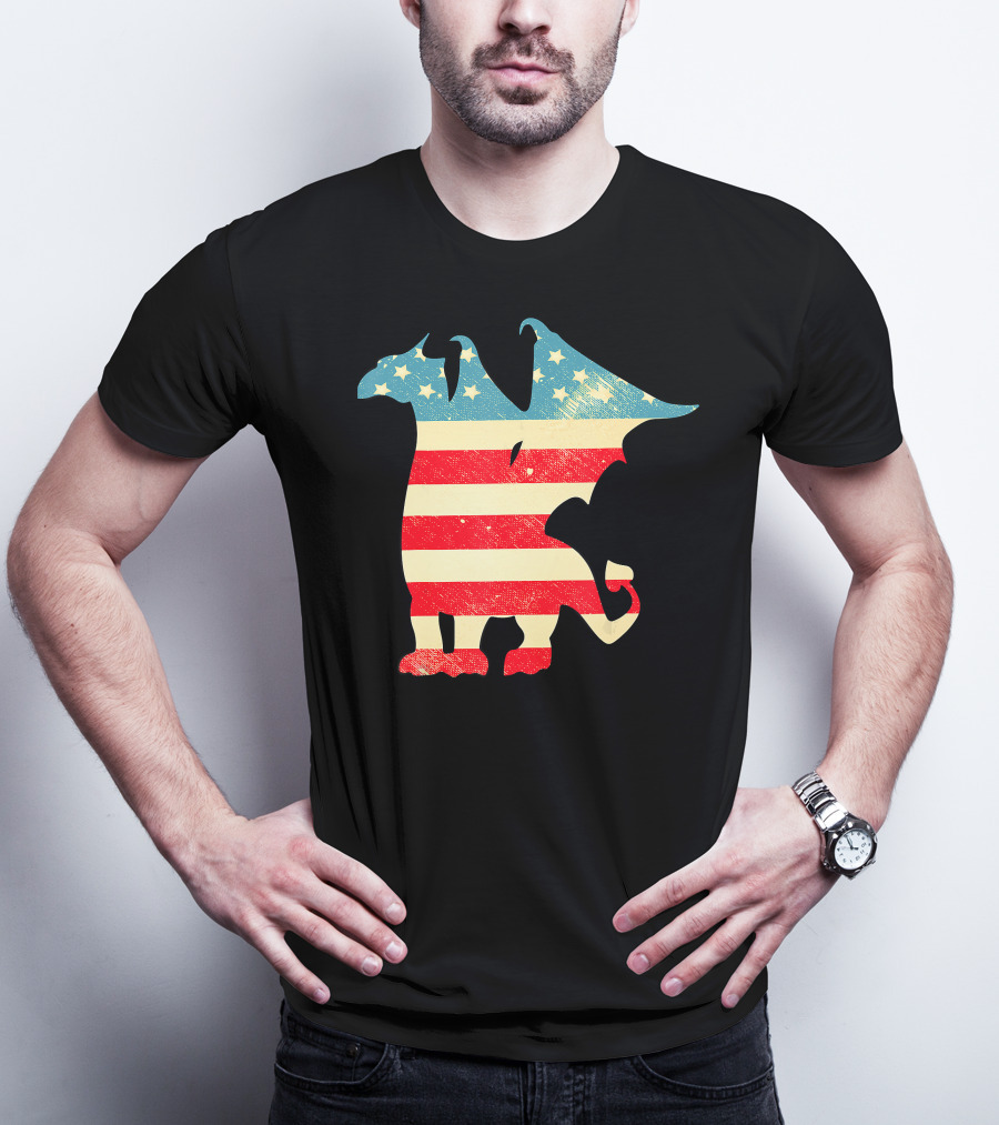 American Flag Vintage Dragon T-Shirt
