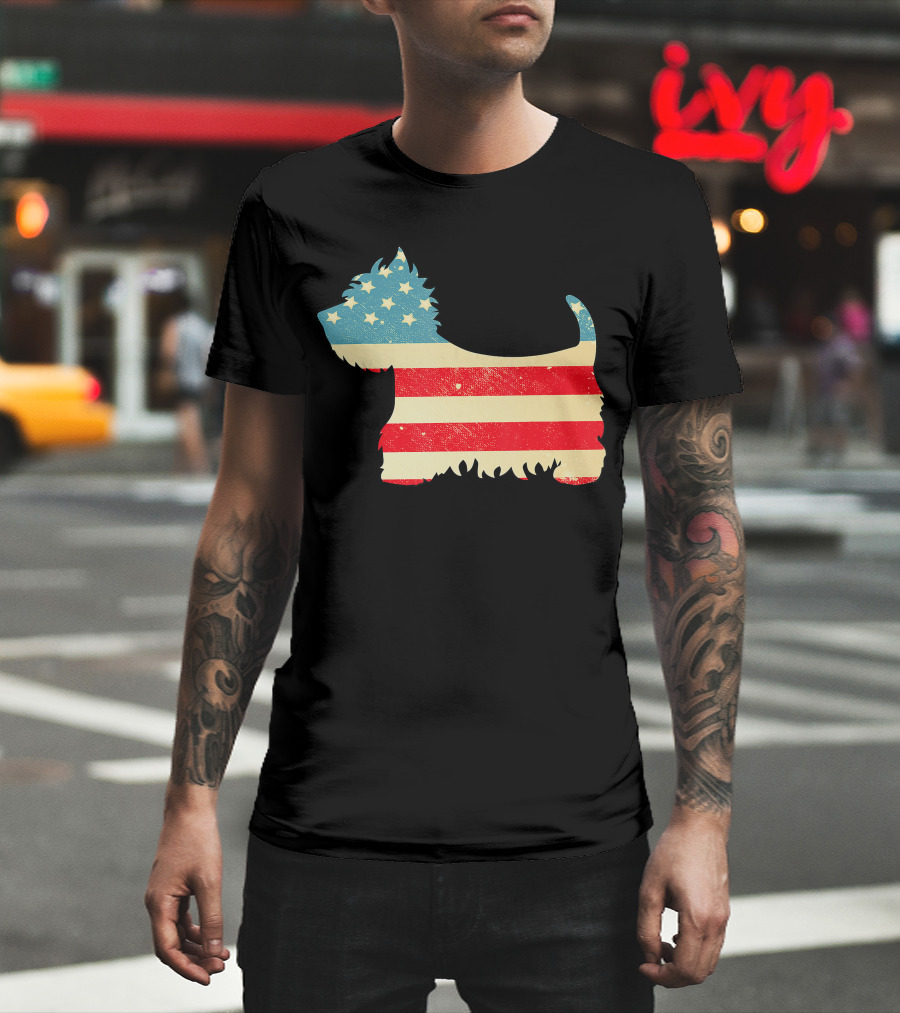 American Flag Vintage Westie T-Shirt