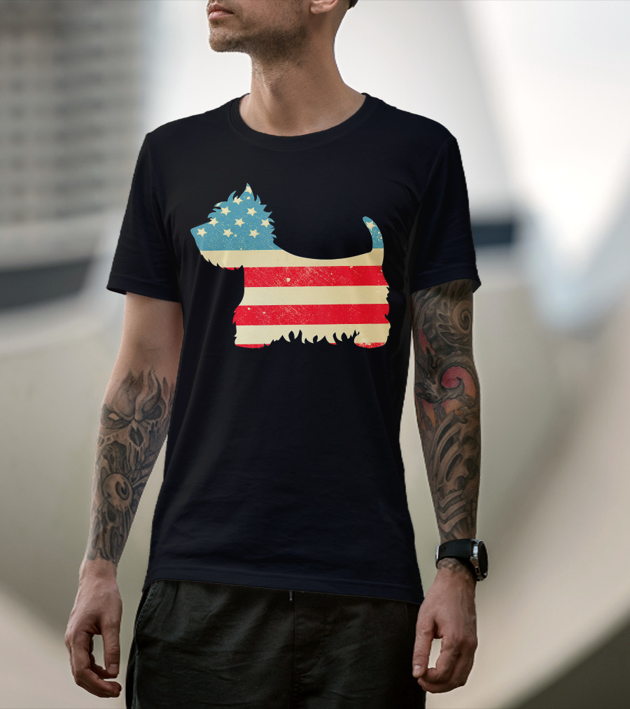American Flag Vintage Westie T-Shirt