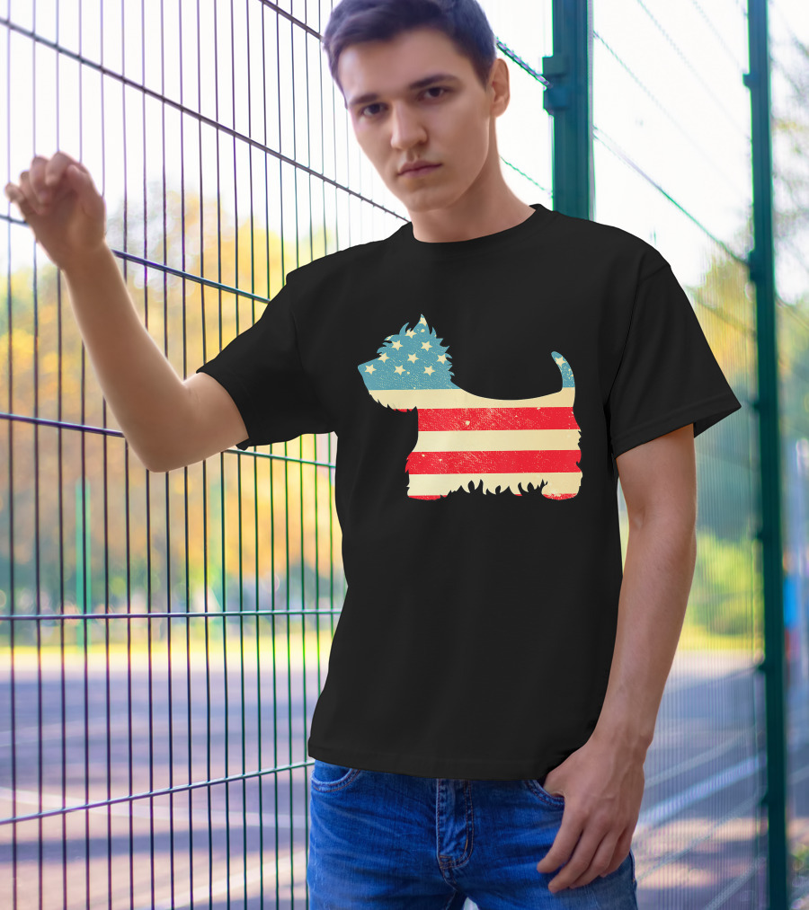 American Flag Vintage Westie T-Shirt