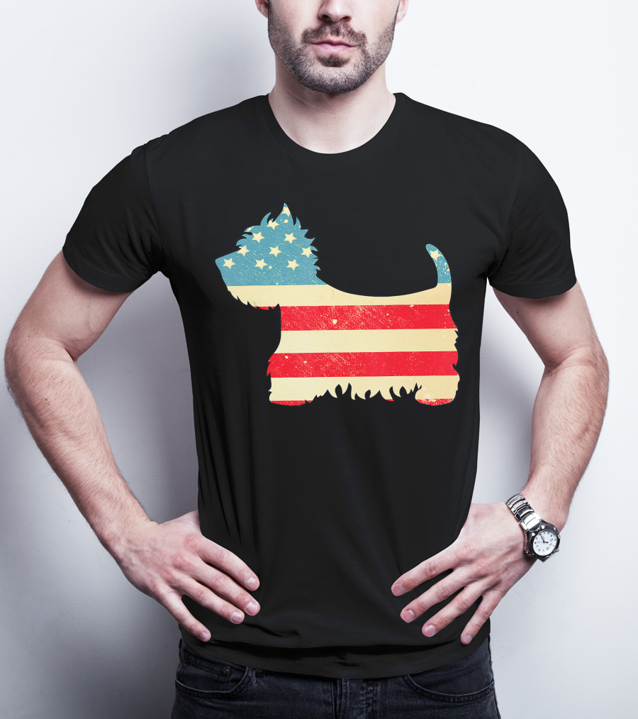 American Flag Vintage Westie T-Shirt
