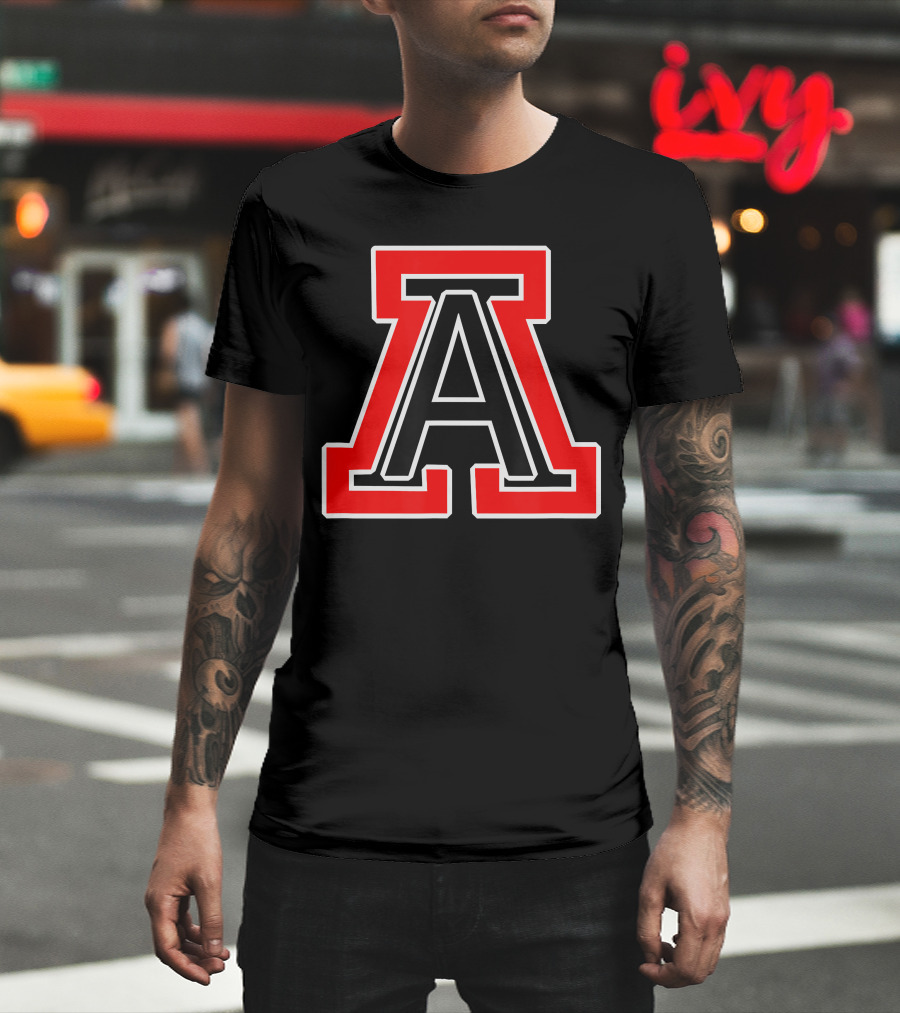 American Fork High School Bold Red And Black Letter A T-Shirt
