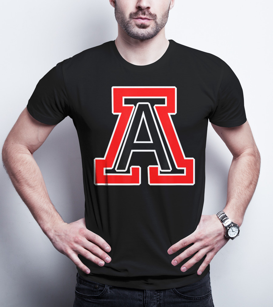 American Fork High School Bold Red And Black Letter A T-Shirt