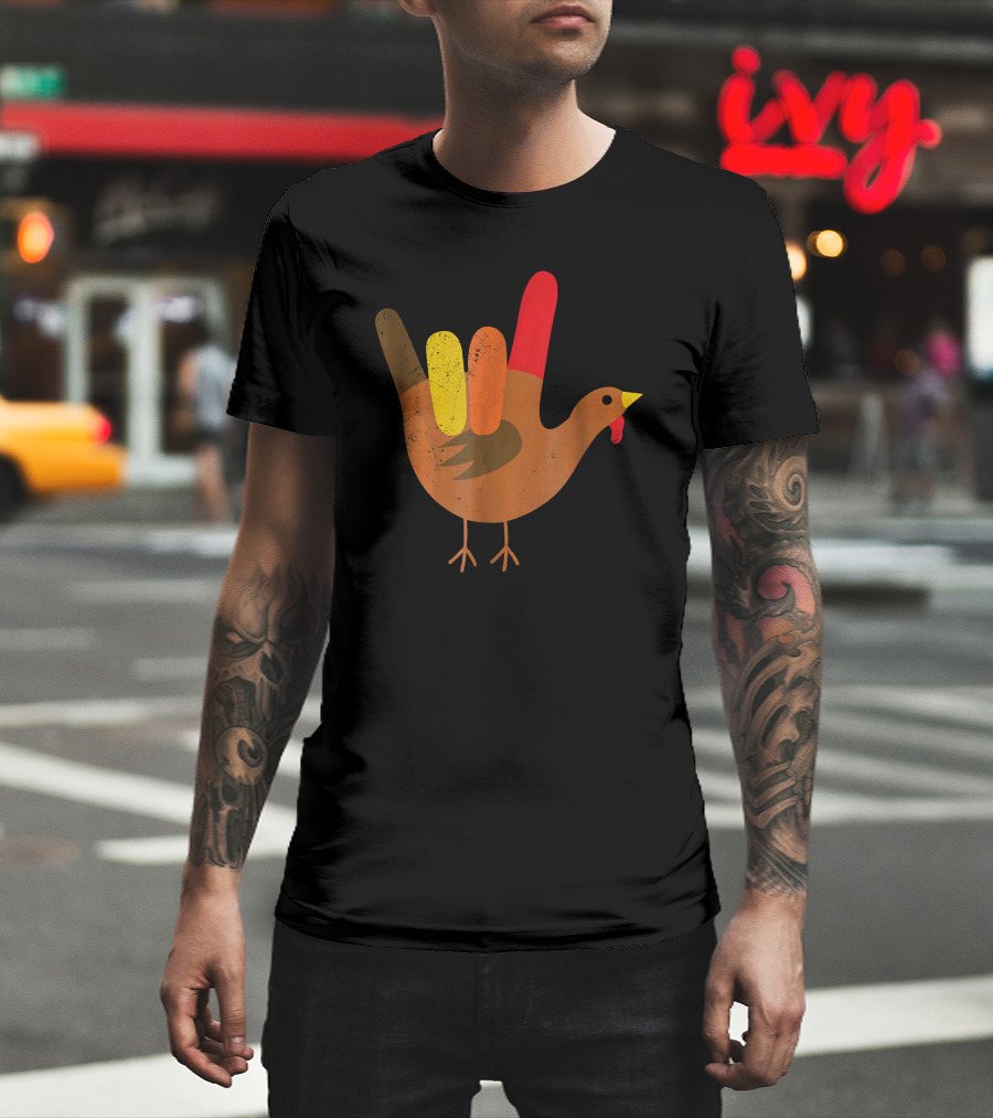 American Sign Language I Love You Thanksgiving Turkey T-Shirt