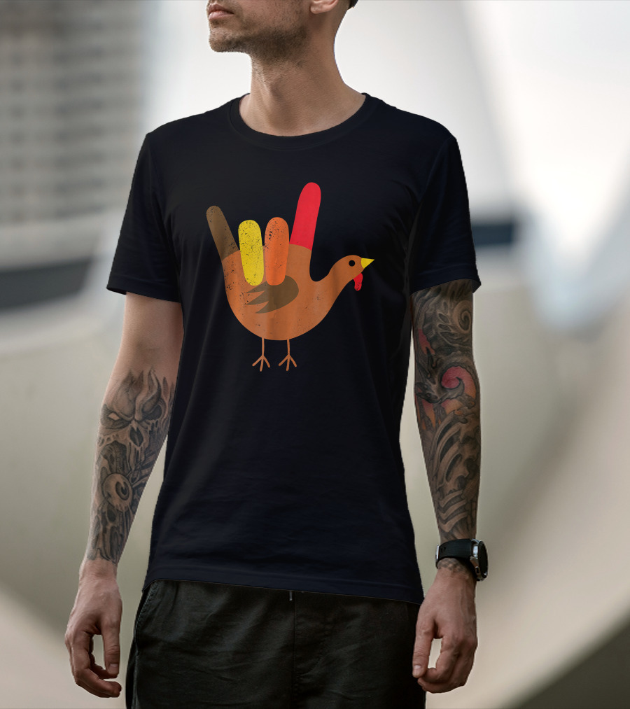 American Sign Language I Love You Thanksgiving Turkey T-Shirt