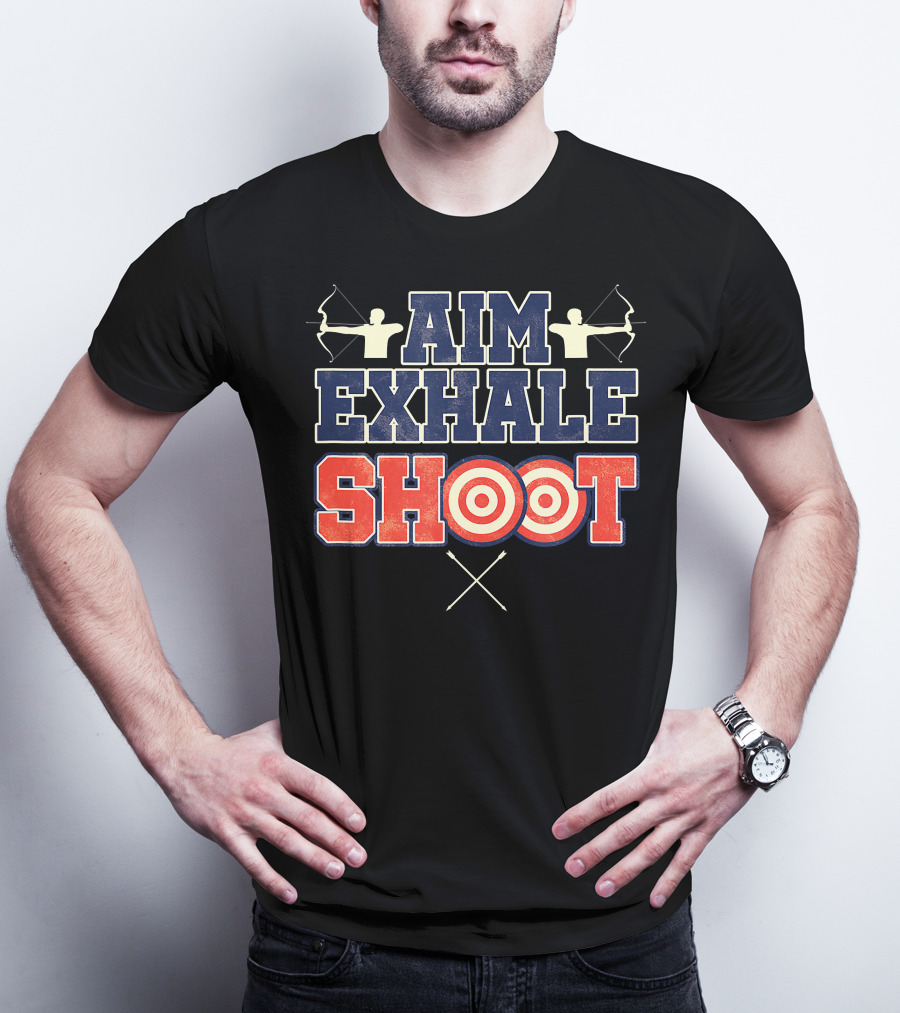 Aim Exhale Shoot Bow And Arrow Archery Target T-Shirt