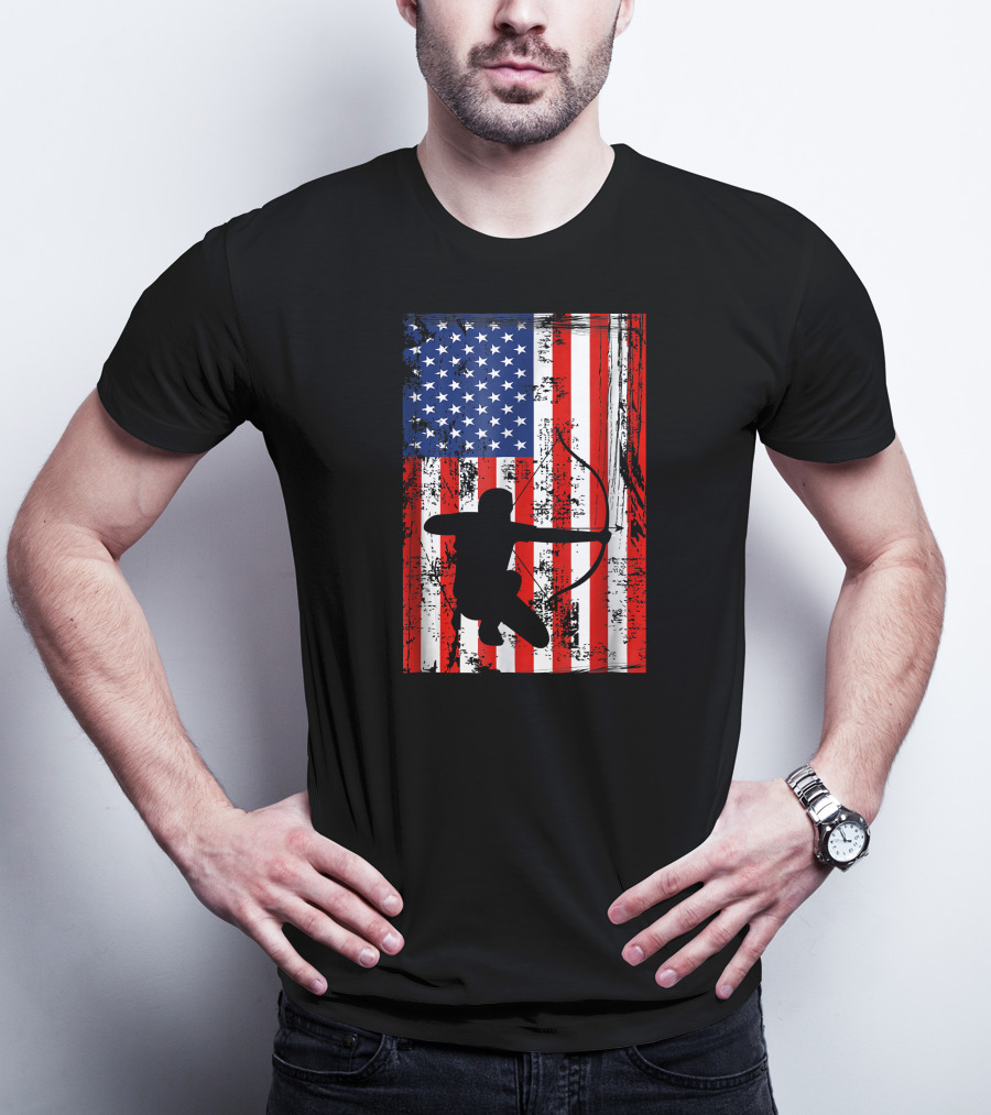 American Flag Archery Bow Archer T-Shirt