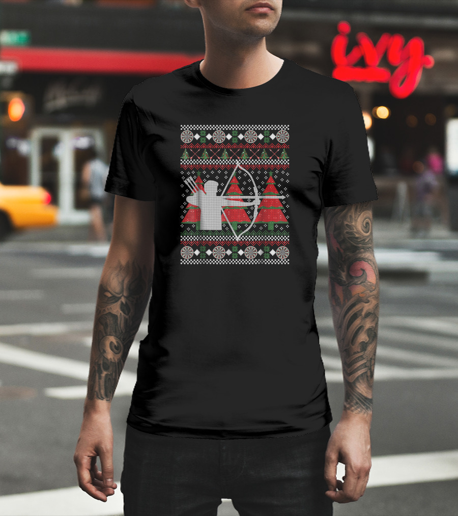 Festive Archery Bow Hunting Arrow Christmas T-Shirt