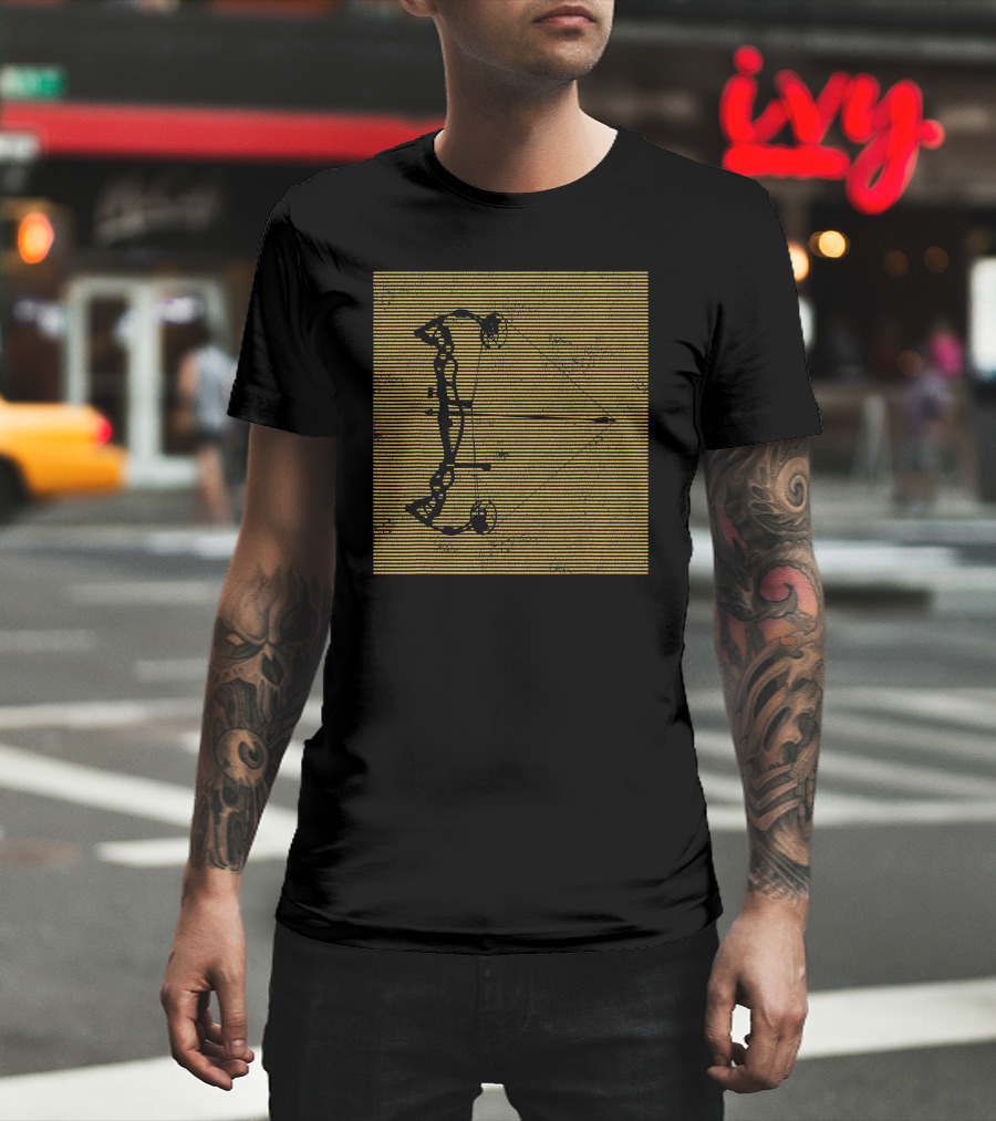 Archery Compound Bow Vintage Striped T-Shirt