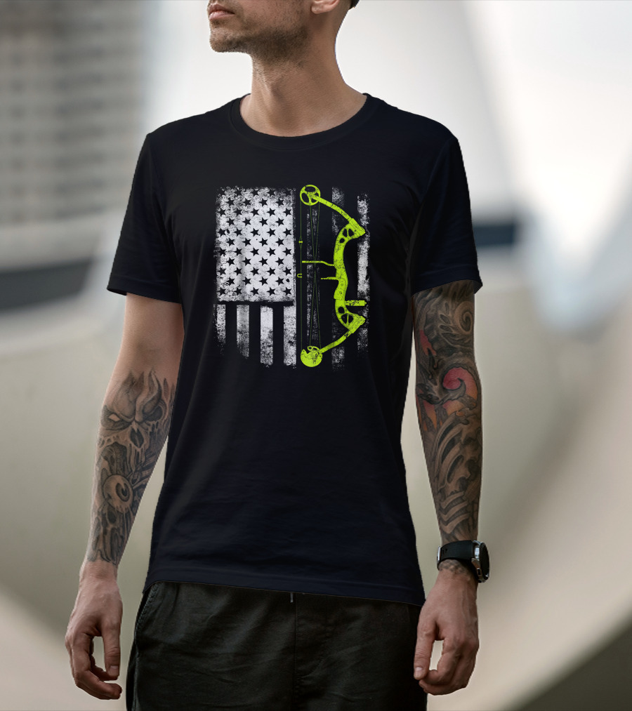 USA Flag Archery Compound Bow T-Shirt