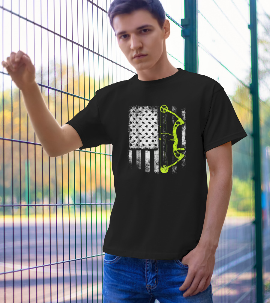 USA Flag Archery Compound Bow T-Shirt