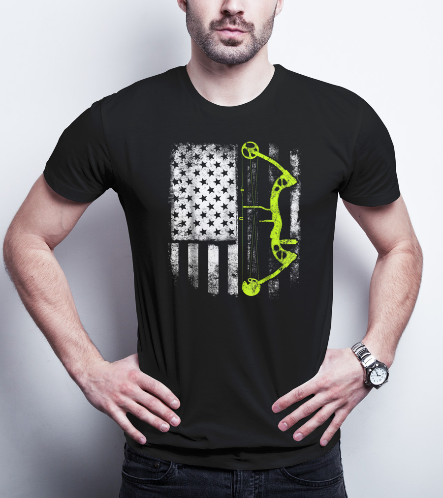 USA Flag Archery Compound Bow T-Shirt