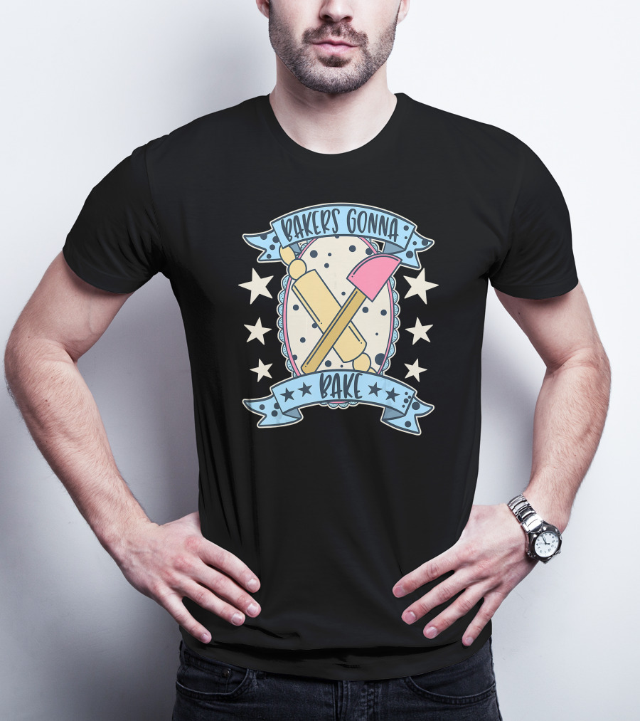 Bakers Gonna Bake Cute Vintage Rolling Pin And Spatula Star T-Shirt