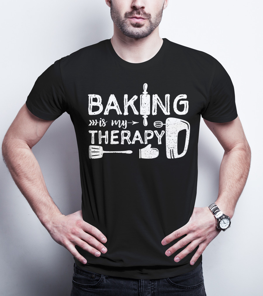 Baking Is My Therapy Rolling Pin Mixer Spatula Oven Mitt T-Shirt